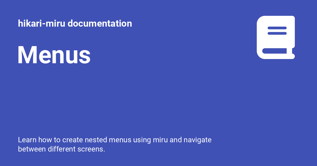 Menus - hikari-miru documentation